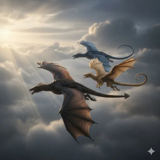 Majestic Dragons Soar Through Sunlit Skies – AI Generated Video | Hailuo AI