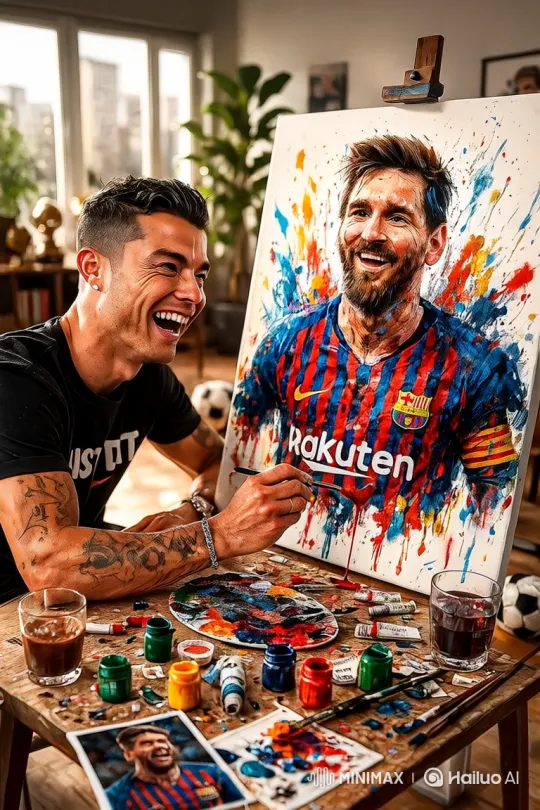 Cristiano Ronaldo Paints Messi Portrait, Animated Twist – AI Generated ...