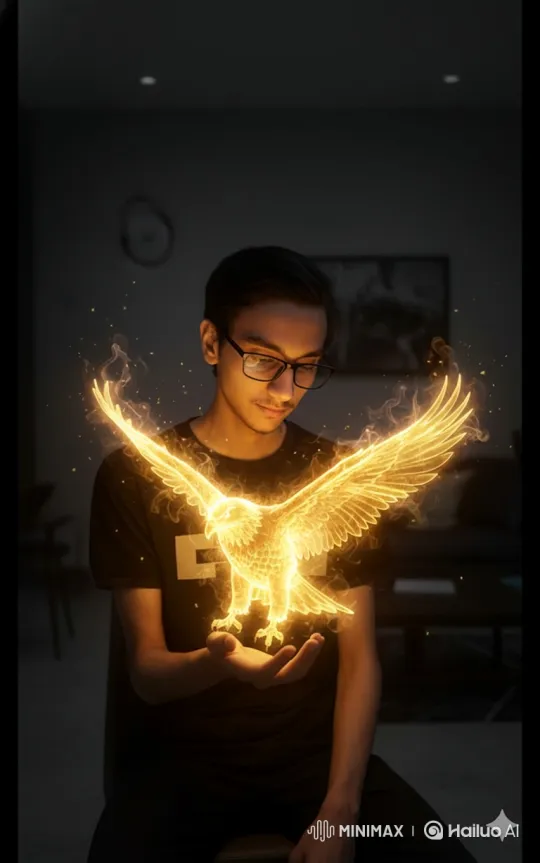 Young Man Conjures Fiery Birds from Hand – AI Generated Video | Hailuo AI