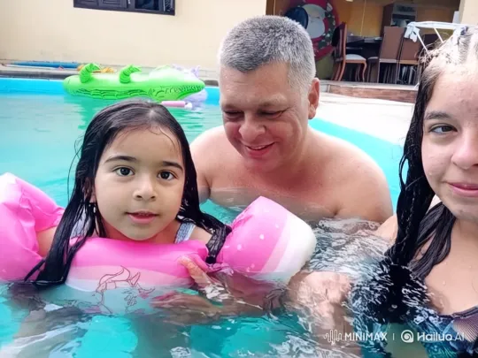 Teen Records Family Swimming Lesson with Smiles – AI Generated Video ...
